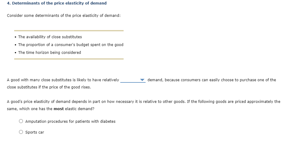 Solved 4. Determinants of the price elasticity of demand | Chegg.com