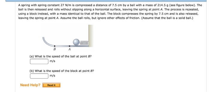 Solved A spring with spring constant 27 N/m is compressed a | Chegg.com