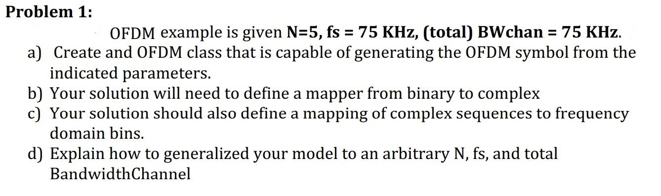 OFDM example is given N=5, fs =75KHz, (total) | Chegg.com