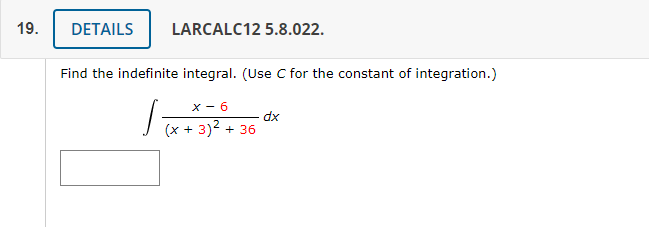 Solved LARCALC12 5.8.022. Find the indefinite integral. (Use | Chegg.com