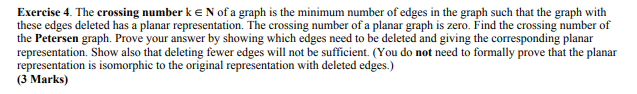 Solved Exercise 4. The crossing number k e N of a graph is | Chegg.com