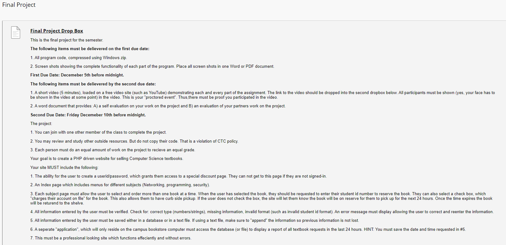 Solved Final Project Final Project Drop Box This is the | Chegg.com
