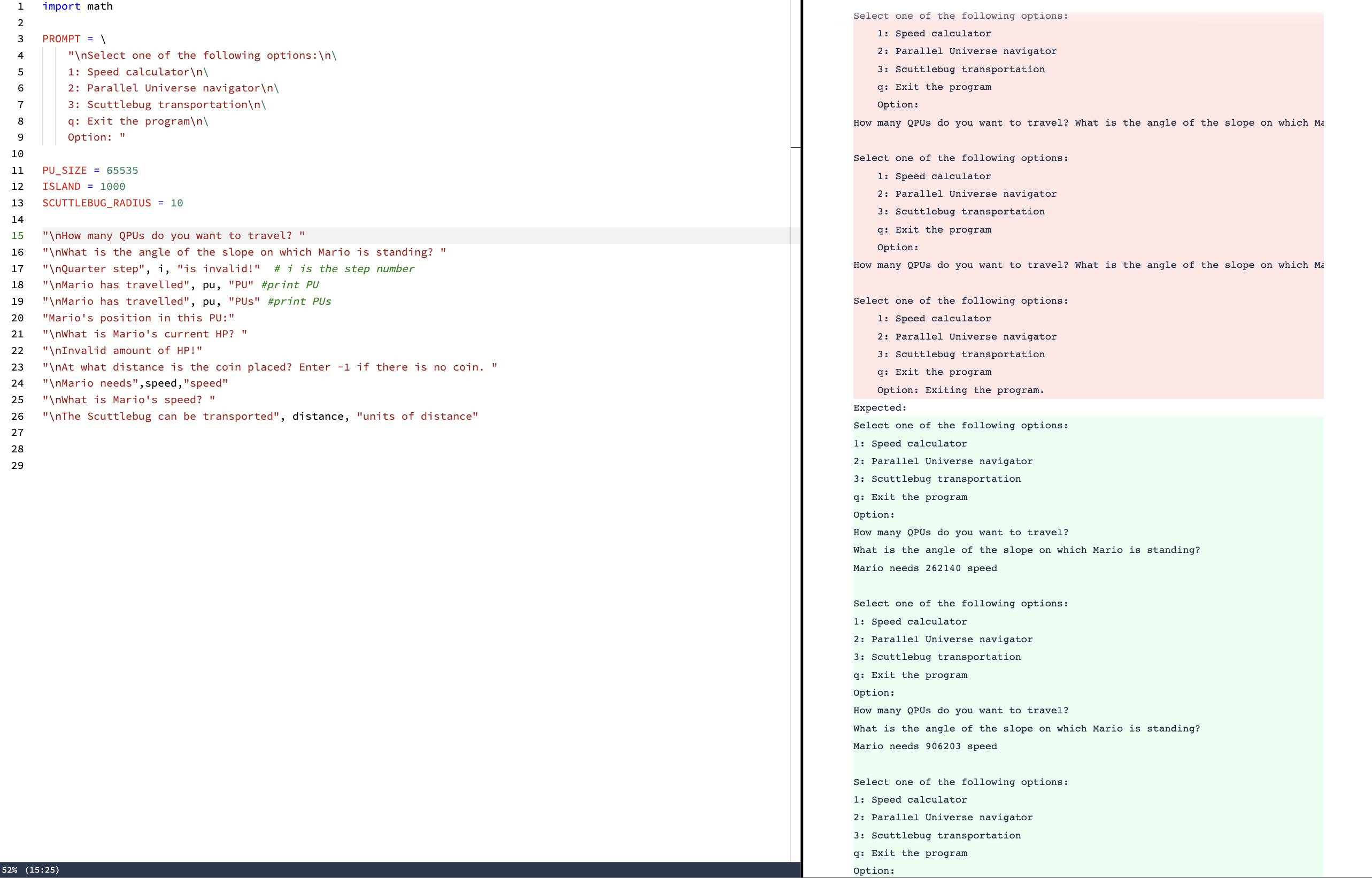 how can I make that code have those outcomes with the | Chegg.com