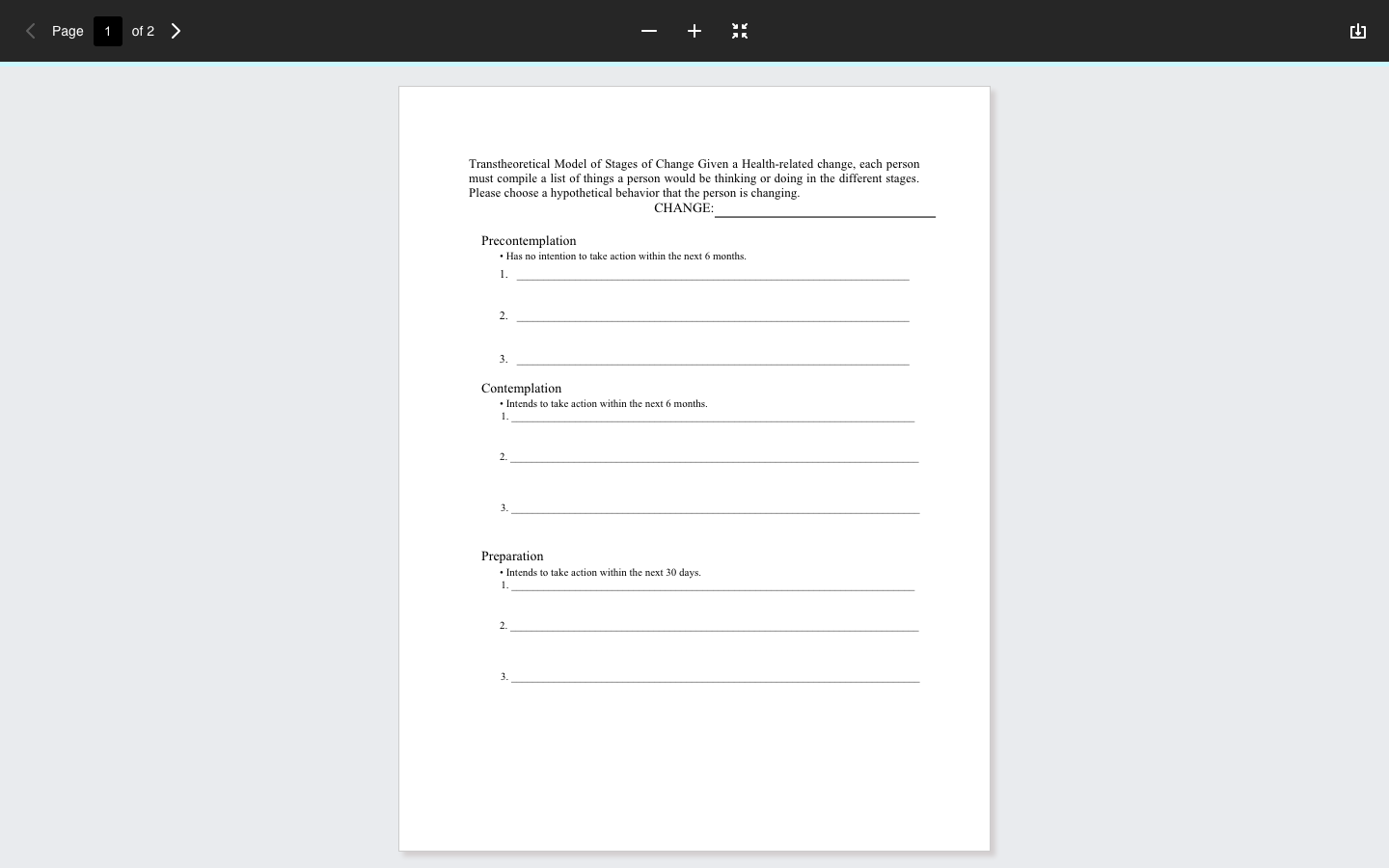 Solved Transtheoretical Model of Stages of Change Given a | Chegg.com