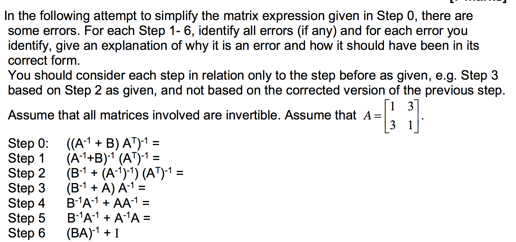 Solved In the following attempt to simplify the matrix | Chegg.com