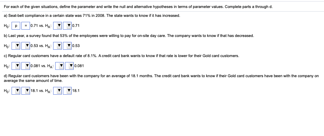 Solved For each of the given situations, define the | Chegg.com