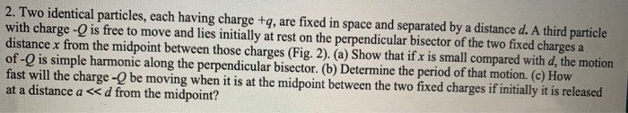 Solved 2. Two identical particles, each having charge +q, | Chegg.com