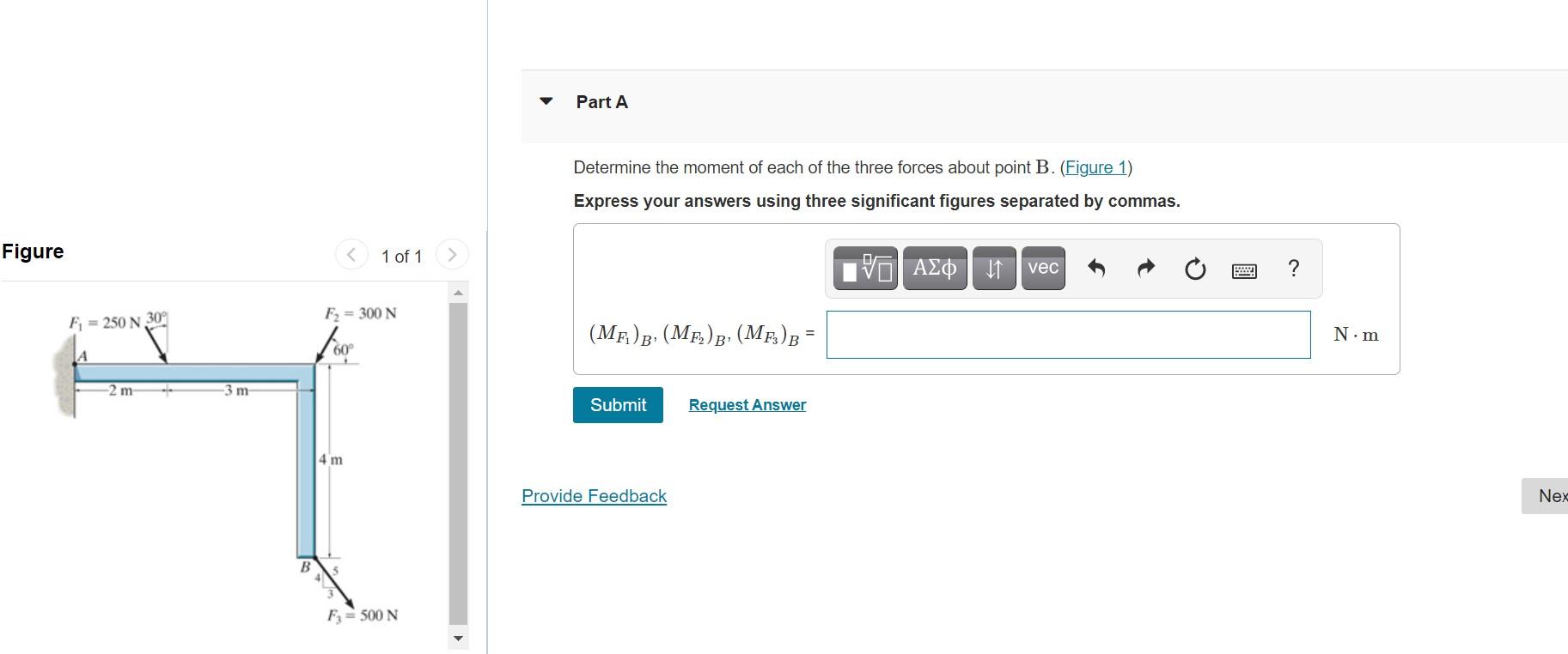Solved Part A Determine the moment of each of the three | Chegg.com