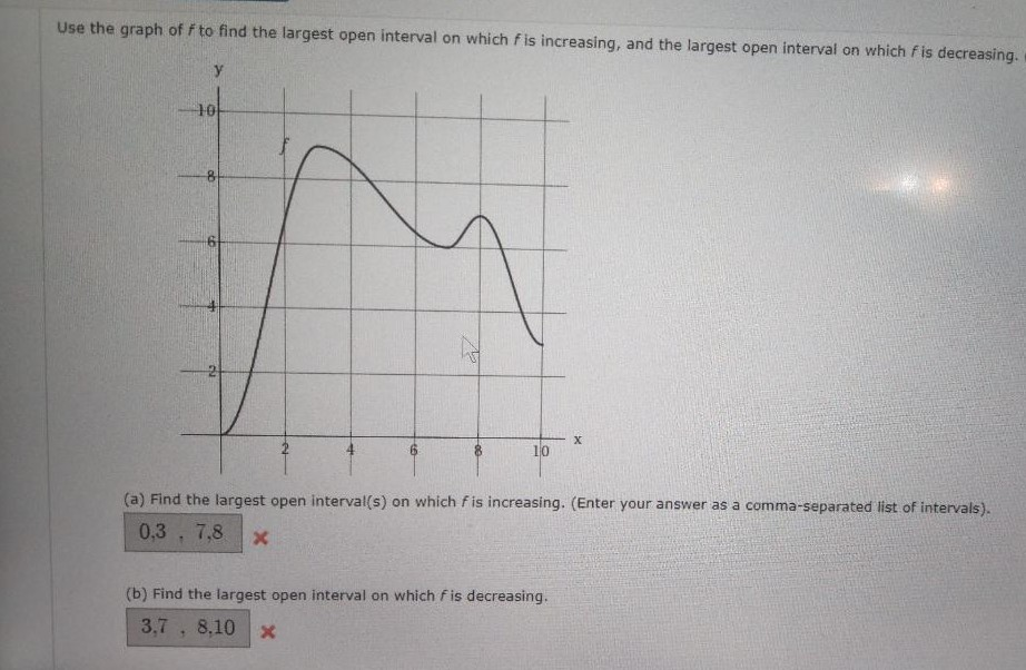 Solved Use the graph off to find the largest open interval | Chegg.com