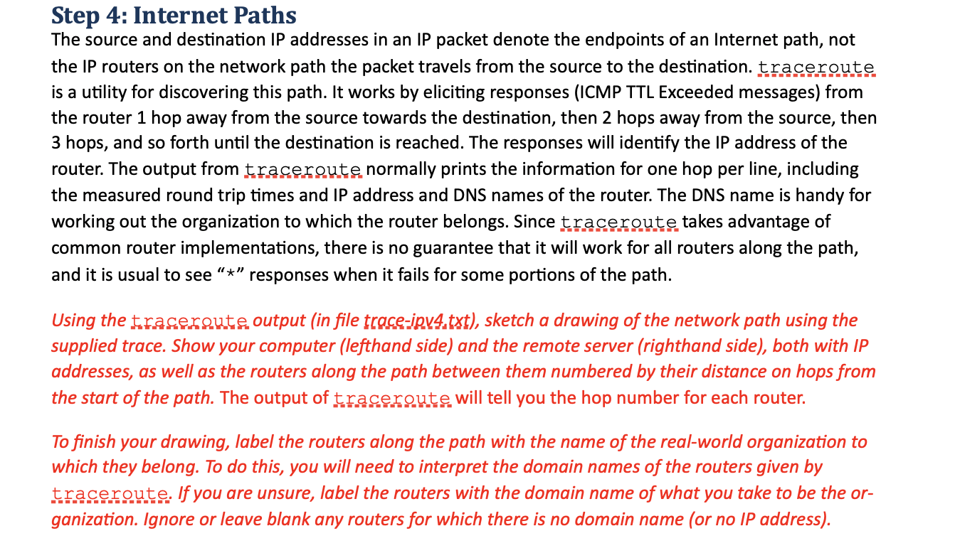 Solved Step 4: Internet Paths The source and destination IP | Chegg.com
