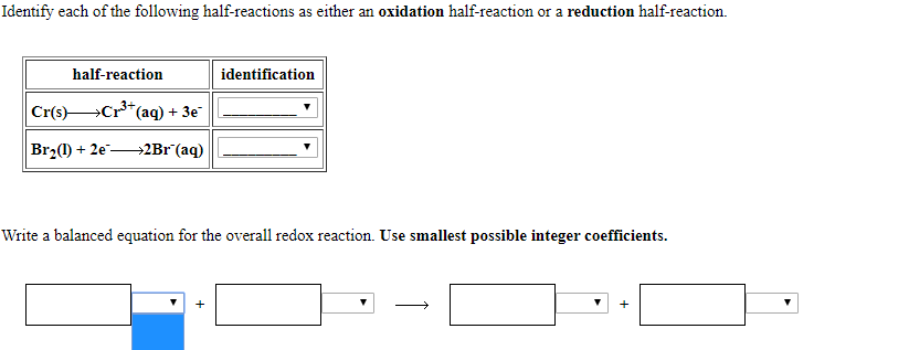 Solved Identify each of the following half-reactions as | Chegg.com