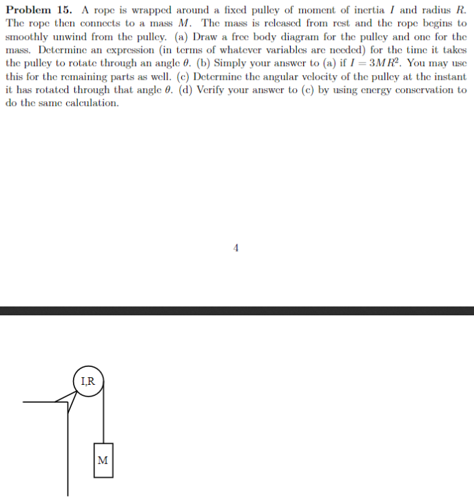 Solved Problem 15. A rope is wrapped around a fixed pulley | Chegg.com