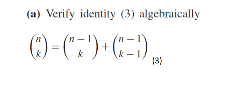 Solved (a) Verify identity (3) algebraically | Chegg.com