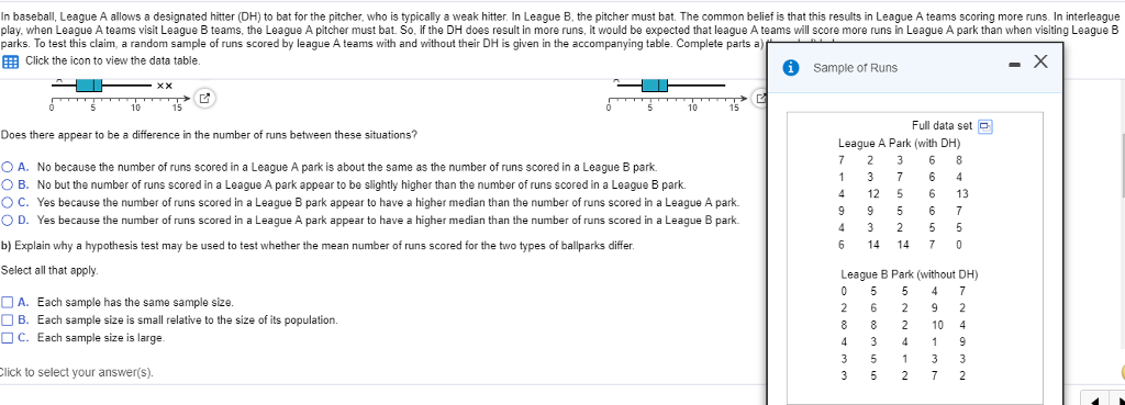 Solved In baseball, League A allows a designated hitter (DH) | Chegg.com