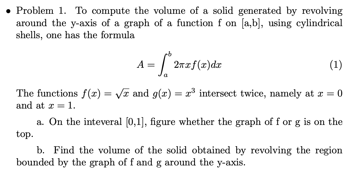 Solved • Problem 1. To compute the volume of a solid | Chegg.com