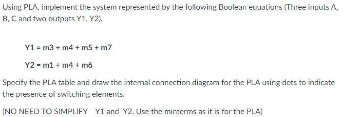 Solved Using PLA, implement the system represented by the | Chegg.com Solved Using PLA, implement the system represented by the | Chegg.com