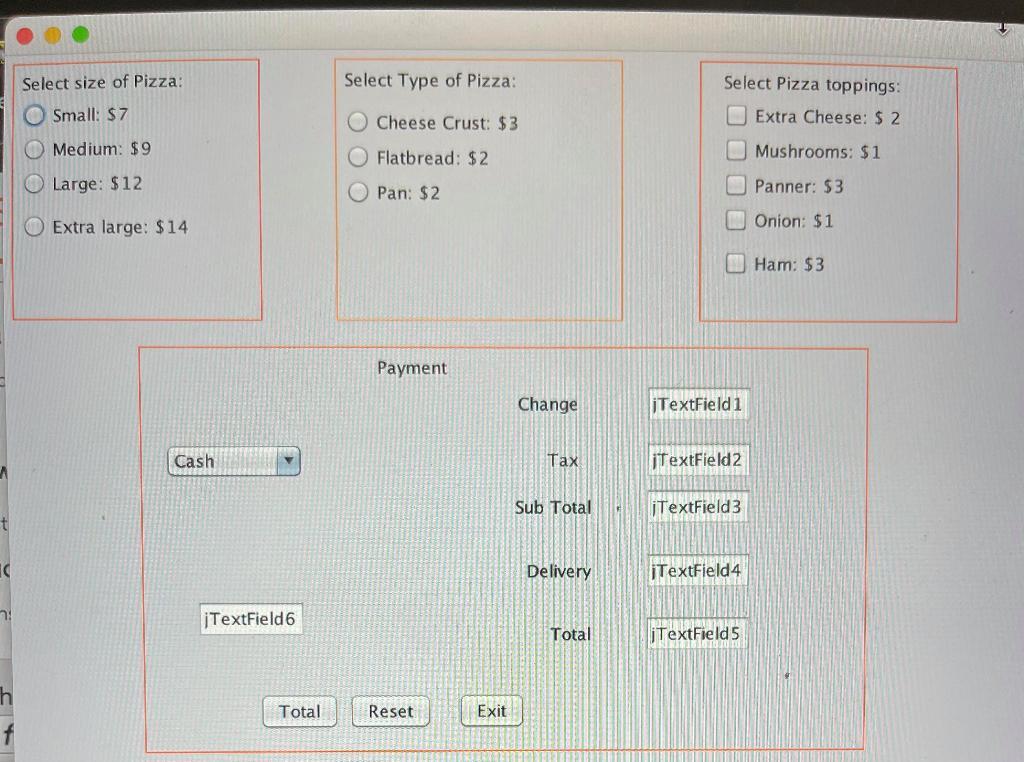 Solved for java netbeans create a javax swing jFrame | Chegg.com