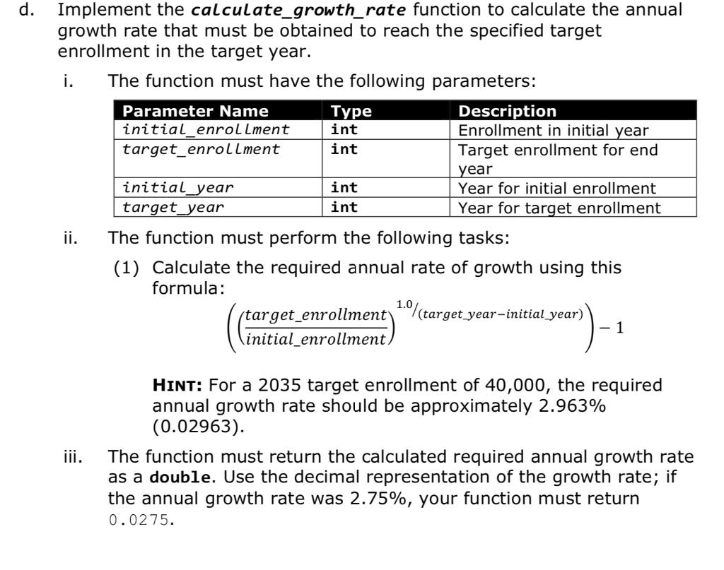 Solved c. Implement the prompt_target_enrollment function to | Chegg.com