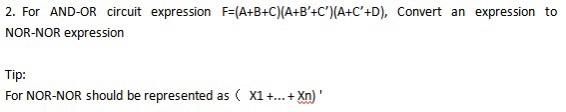 Solved 2. For AND-OR circuit expression | Chegg.com