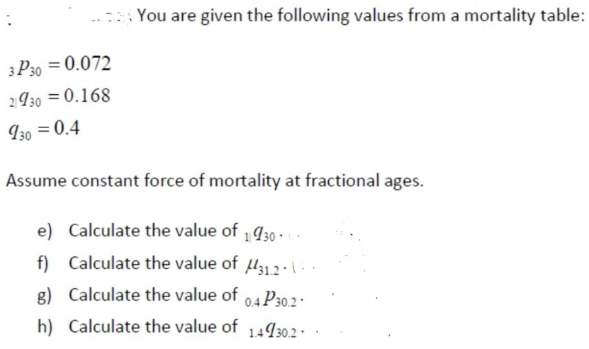 Solved …... You are given the following values from a | Chegg.com