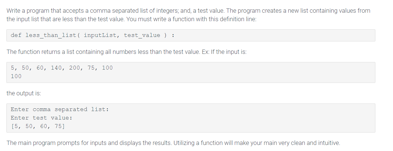 Solved Write A Program That Accepts A Comma Separated List 