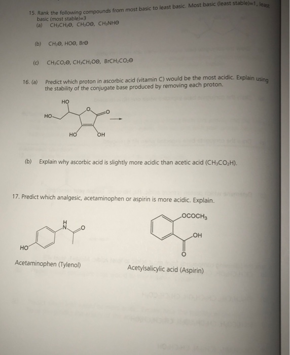 Solved 15 Rank the following compounds from most basic to | Chegg.com
