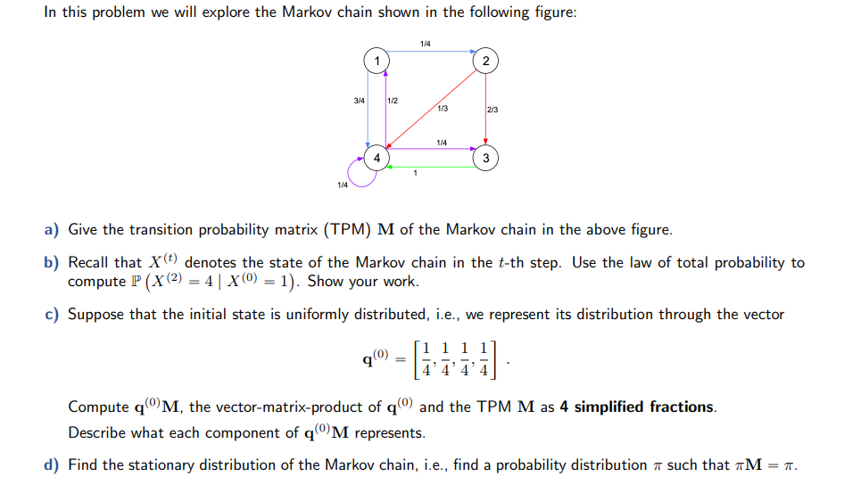 Solved In this problem we will explore the Markov chain | Chegg.com