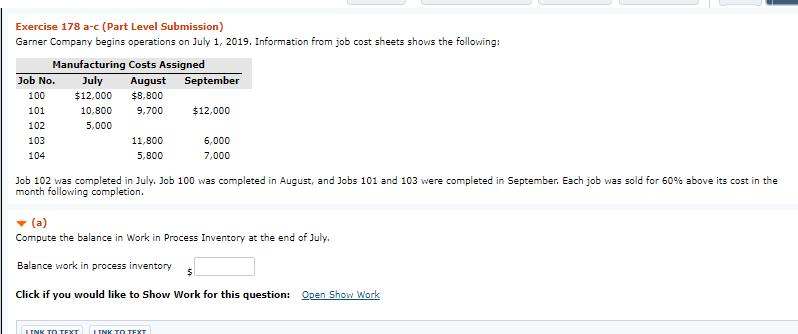 Solved Exercise 178 a-c (Part Level Submission) Garner | Chegg.com