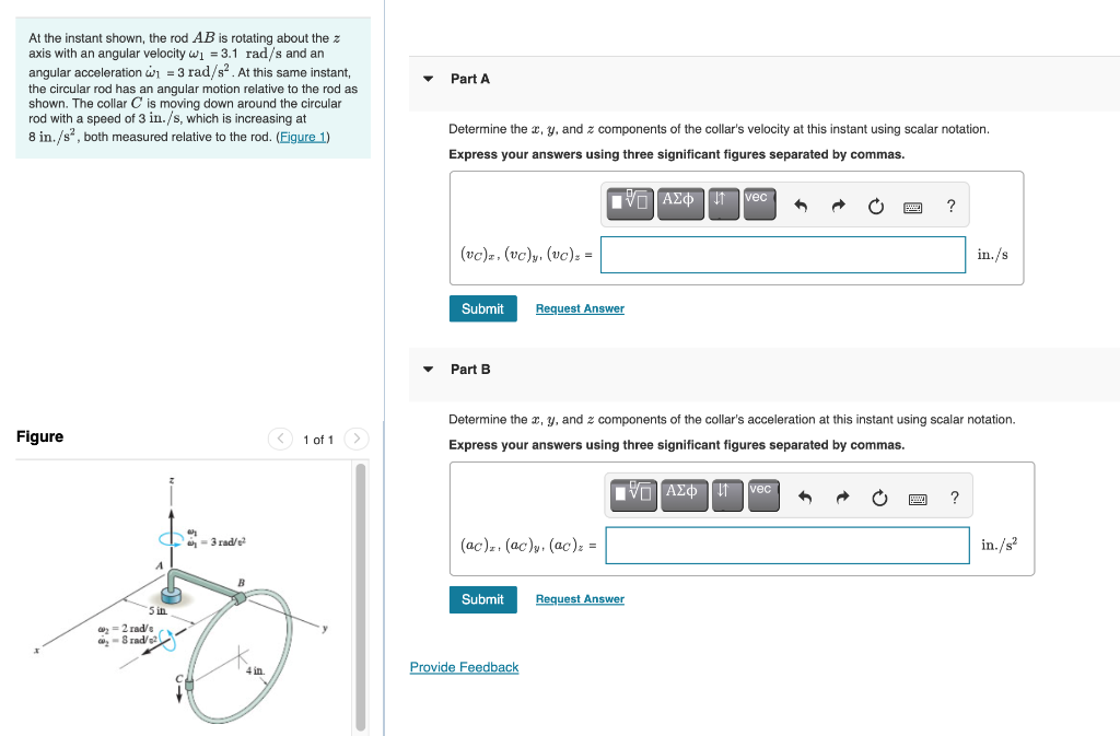Solved Part A At the instant shown, the rod AB is rotating | Chegg.com