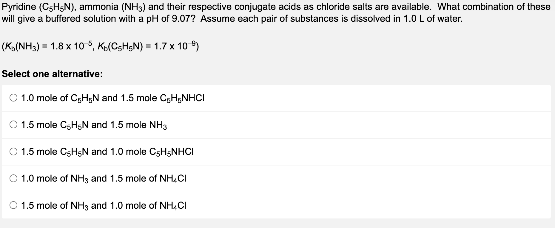 Solved Pyridine (C5H5 N), ammonia (NH3) and their respective | Chegg.com