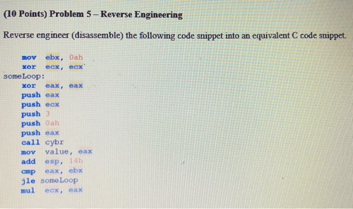 Solved (10 Points) Problem 5- Reverse Engineering Reverse | Chegg.com