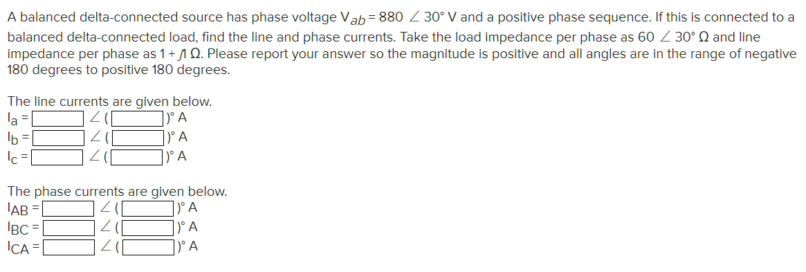 A balanced delta-connected source has phase voltage | Chegg.com