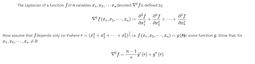 Solved The Laplacian of a function fof n variables 21, 22, | Chegg.com