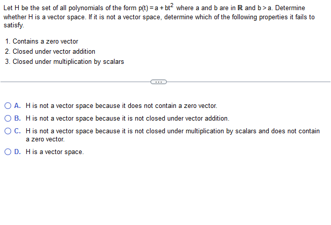 Solved Let H be the set of all polynomials of the form | Chegg.com