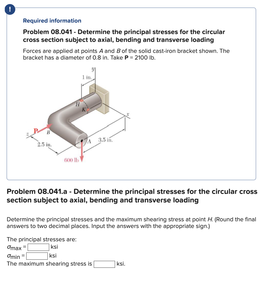 Solved Required information Problem 08.041 - Determine the | Chegg.com