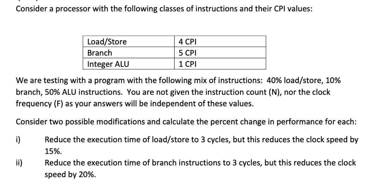 Solved Consider a processor with the following classes of | Chegg.com