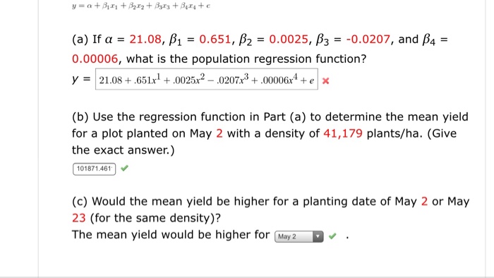 Solved The relationship between yield of maize, date of | Chegg.com