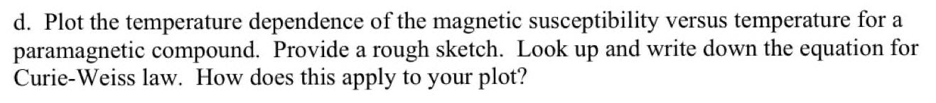 Solved d. Plot the temperature dependence of the magnetic | Chegg.com