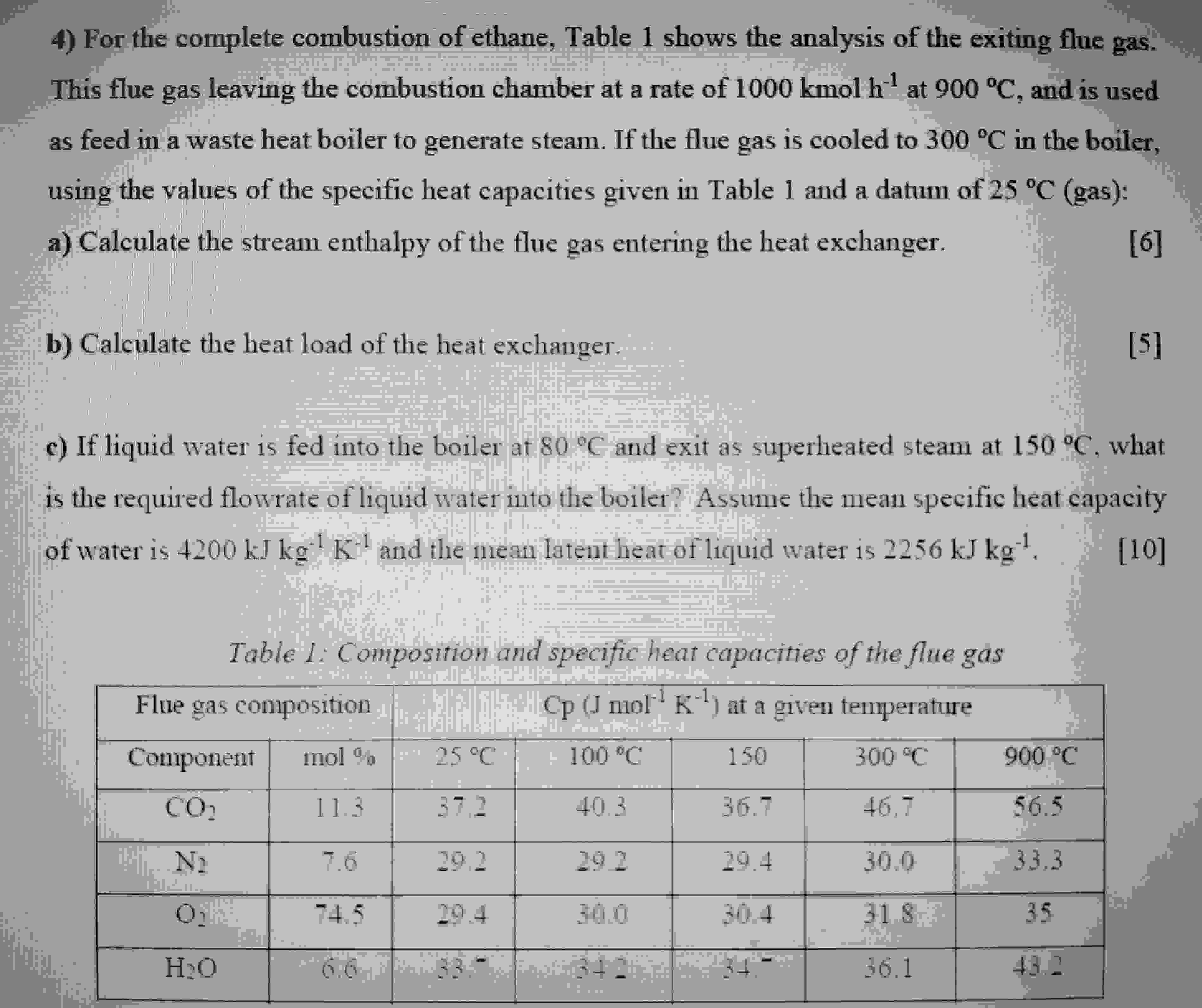Solved For the complete combustion of ethane, Table 1 ﻿shows | Chegg.com
