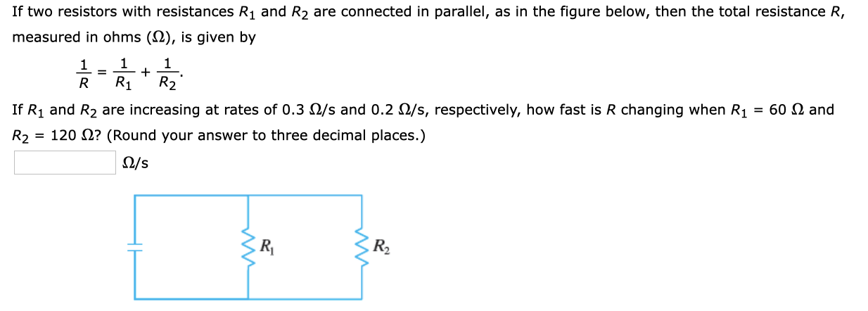 Solved If two resistors with resistances Ri and R2 are | Chegg.com