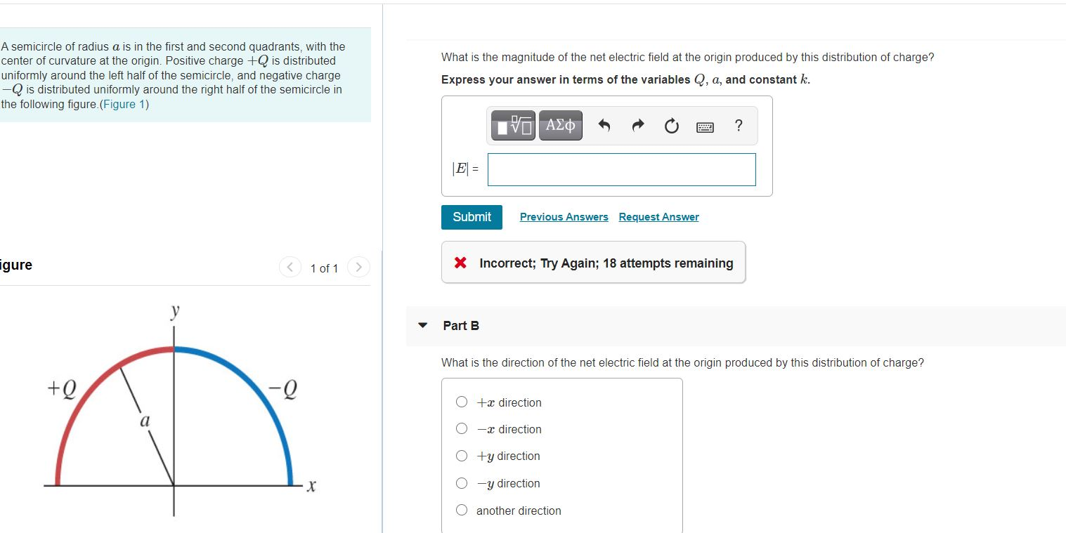Solved A semicircle of radius a is in the first and second | Chegg.com