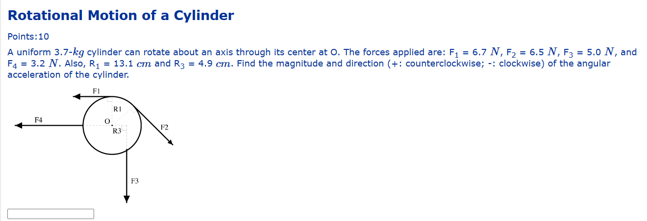 Solved A uniform 3.7- kg cylinder can rotate about an axis | Chegg.com