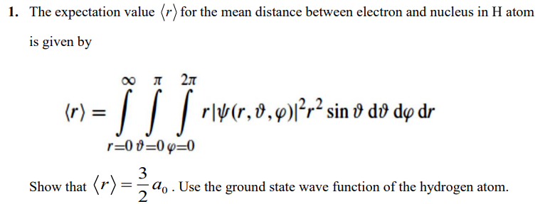 Solved 1 The Expectation Value R For The Mean Distance