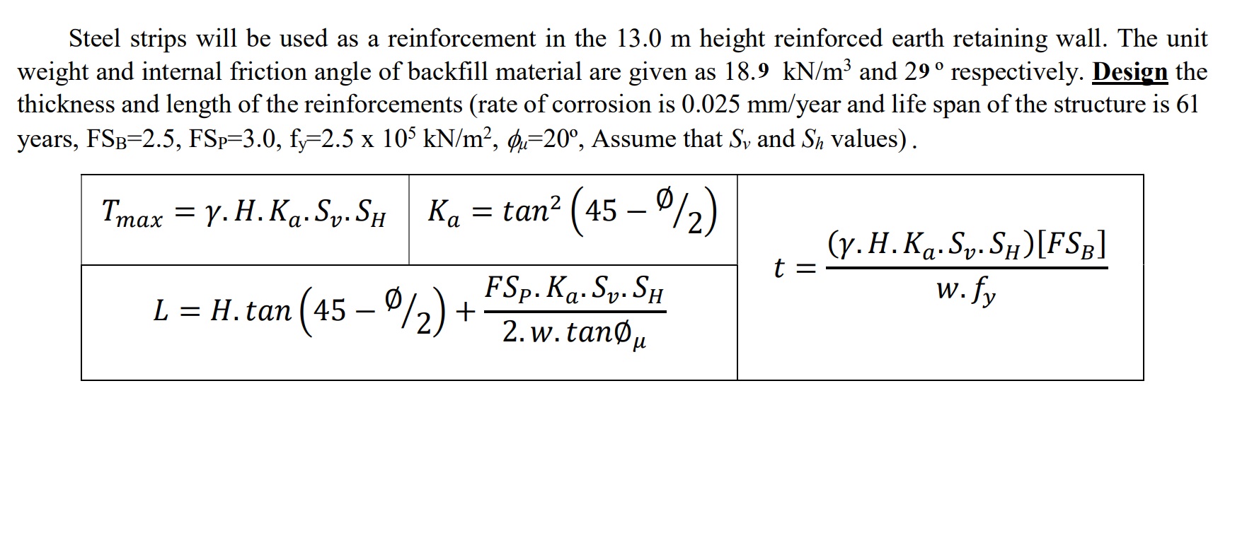 Solved Steel strips will be used as a reinforcement in the | Chegg.com
