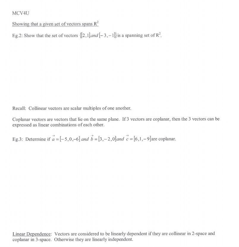 Solved MCV4U Showing that a given set of vectors spans R? | Chegg.com