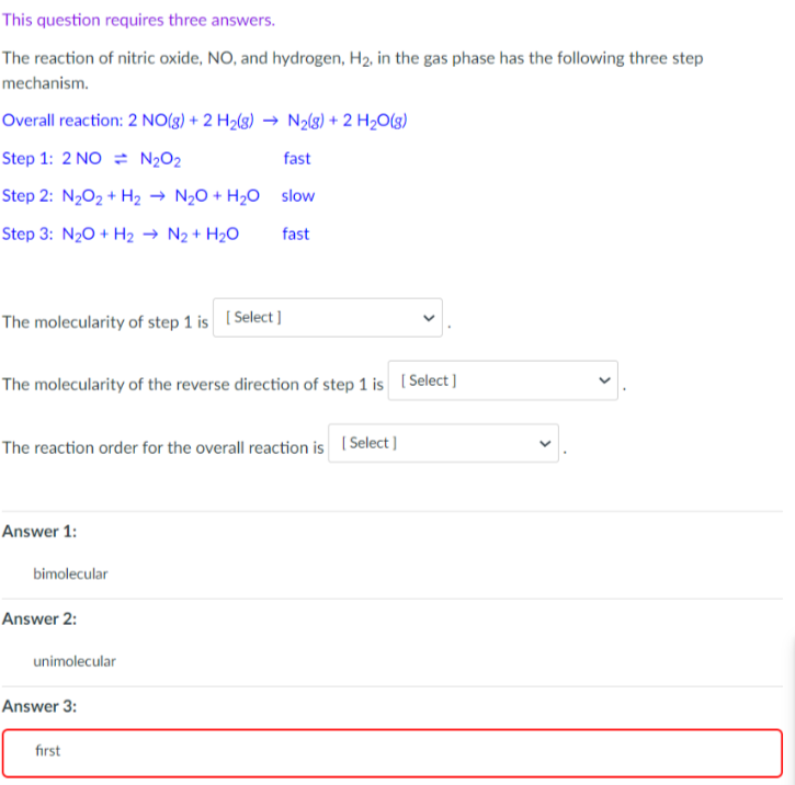 Solved what is the reaction order for the overall rxn of 2 | Chegg.com