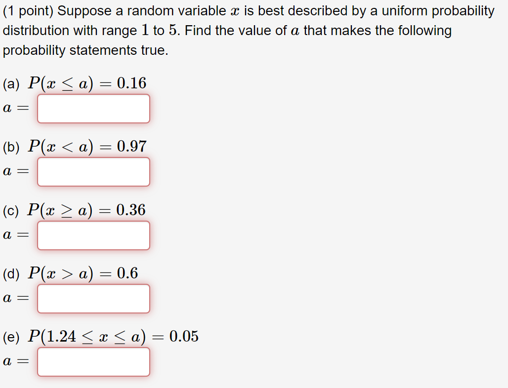 Solved (1 point) Suppose a random variable x is best | Chegg.com