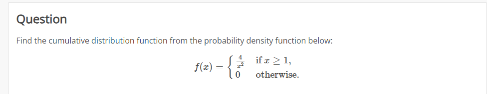 Solved Find the cumulative distribution function from the | Chegg.com