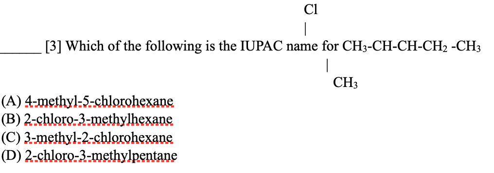 Solved ci | [3] Which of the following is the IUPAC name for | Chegg.com