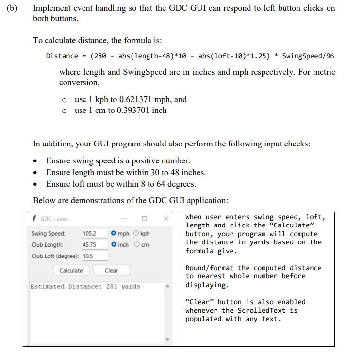 Solved Develop and implement the GDC GUI application as | Chegg.com